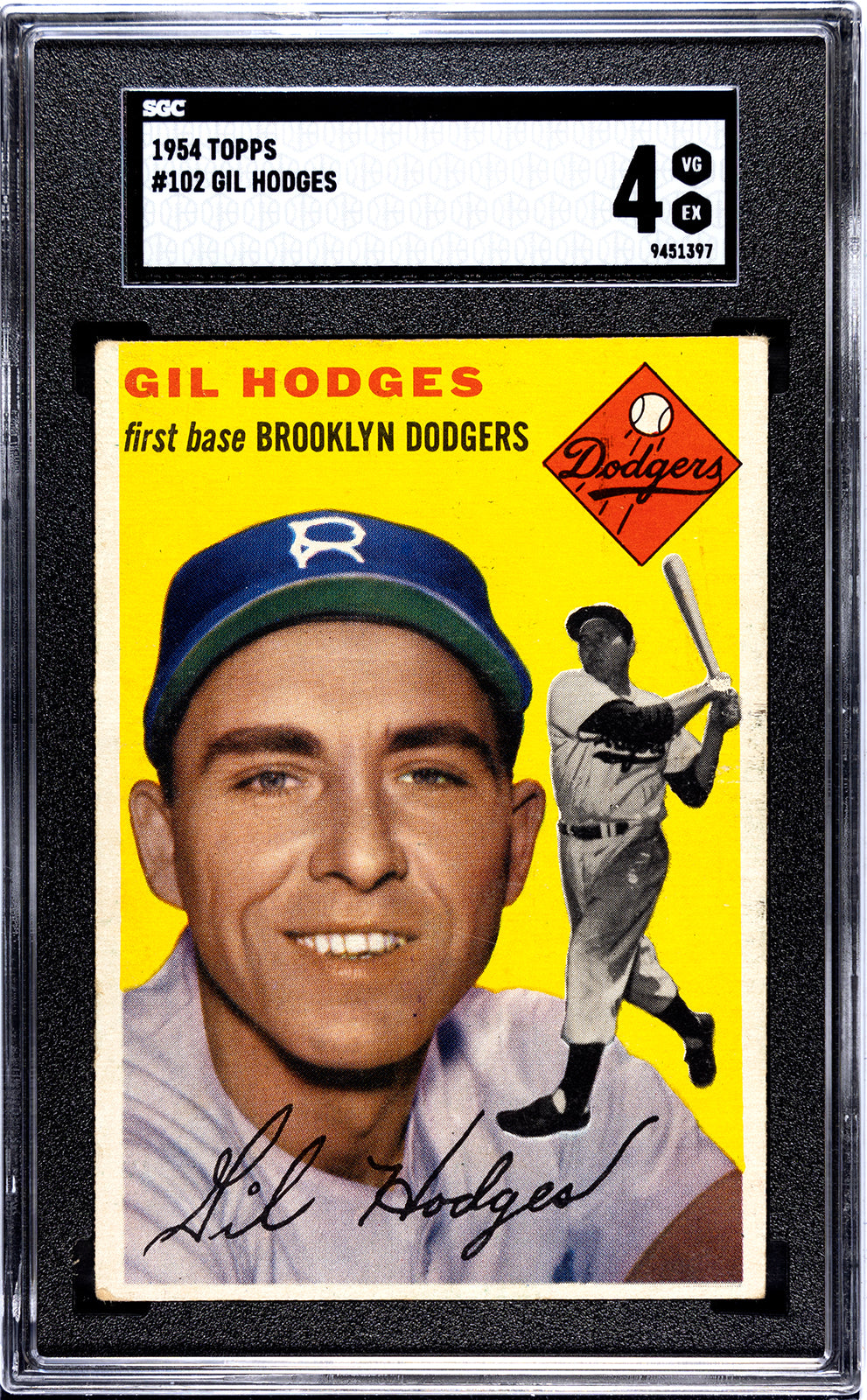 Gil Hodges 1954 Topps Card #102 SGC 4 | Hollywood Collectibles