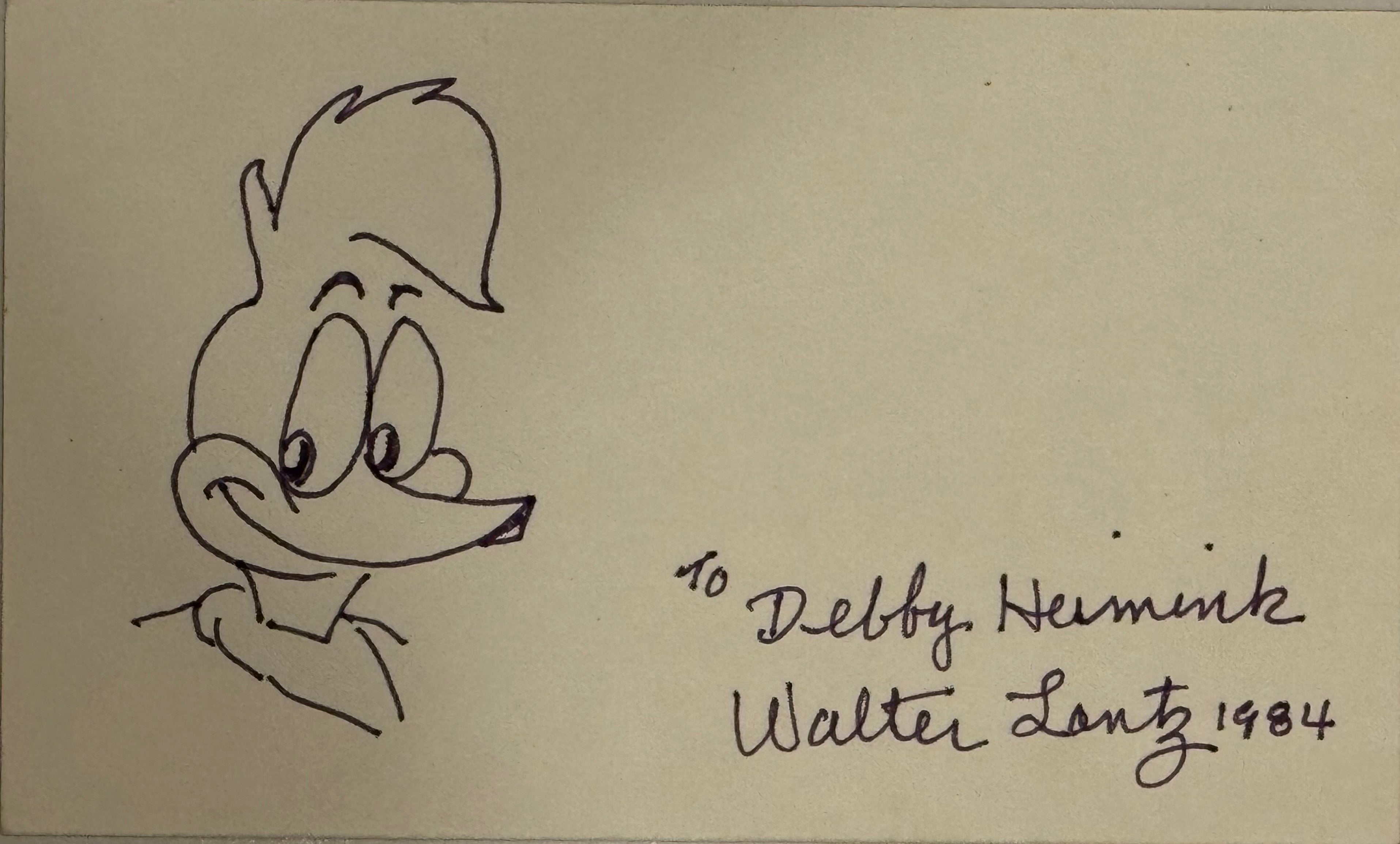 Walter Lantz signed index card "Woody Woodpecker" cartoonist autograph ...