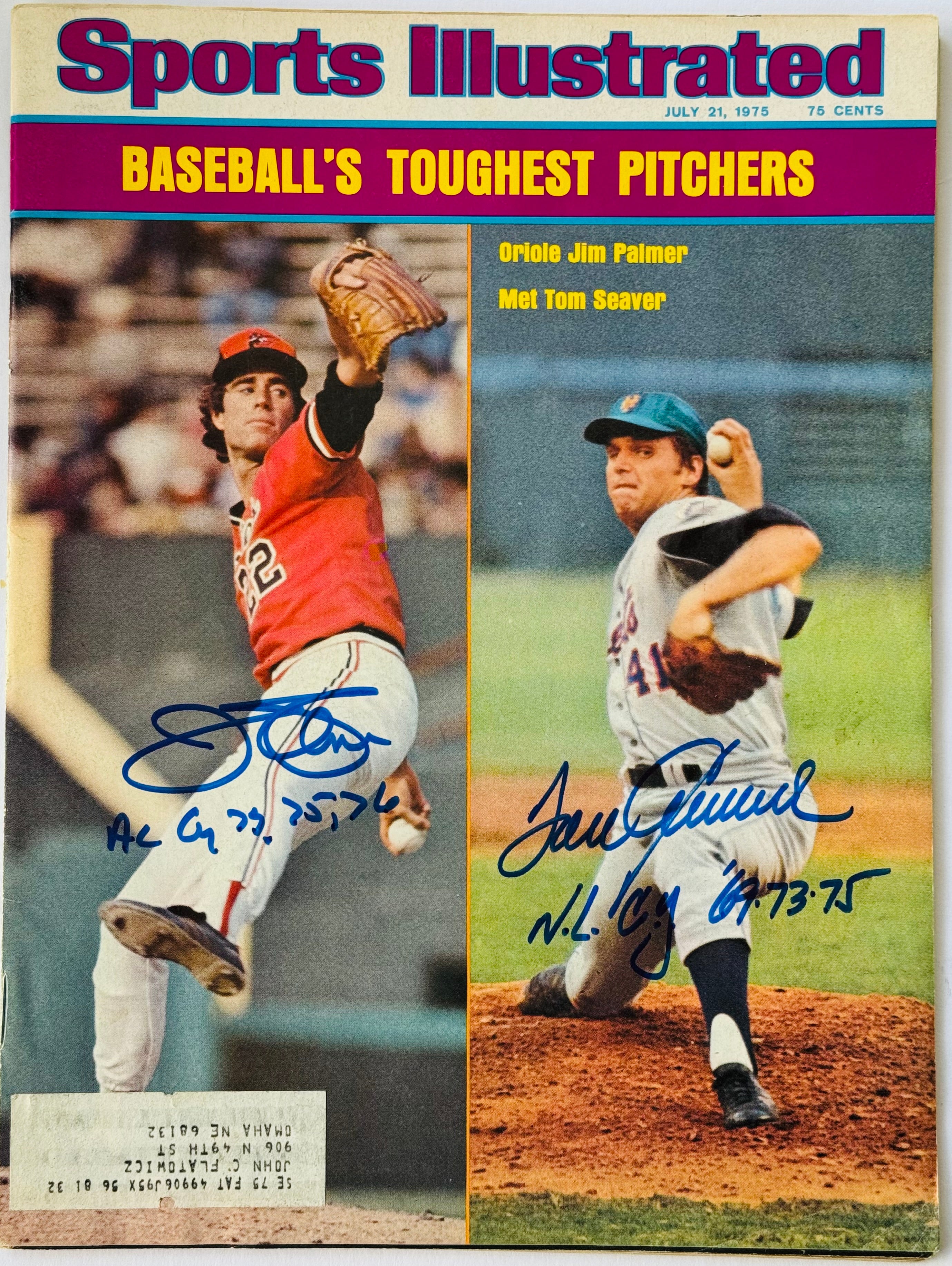 Jim Palmer & Tom Seaver Autographed Sports Illustrated Magazine July 2 ...