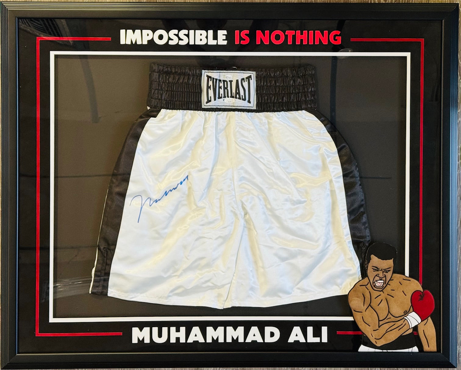 Muhammad Ali Autographed Framed Everlast Boxing Trunks (JSA/Online Aut ...