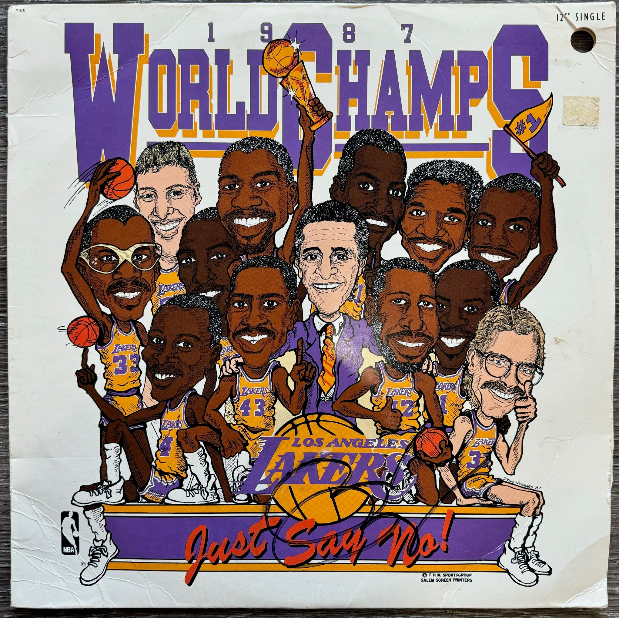 Pat Riley Signed L.A. Lakers 1987 World Champs - Just Say No! Original ...