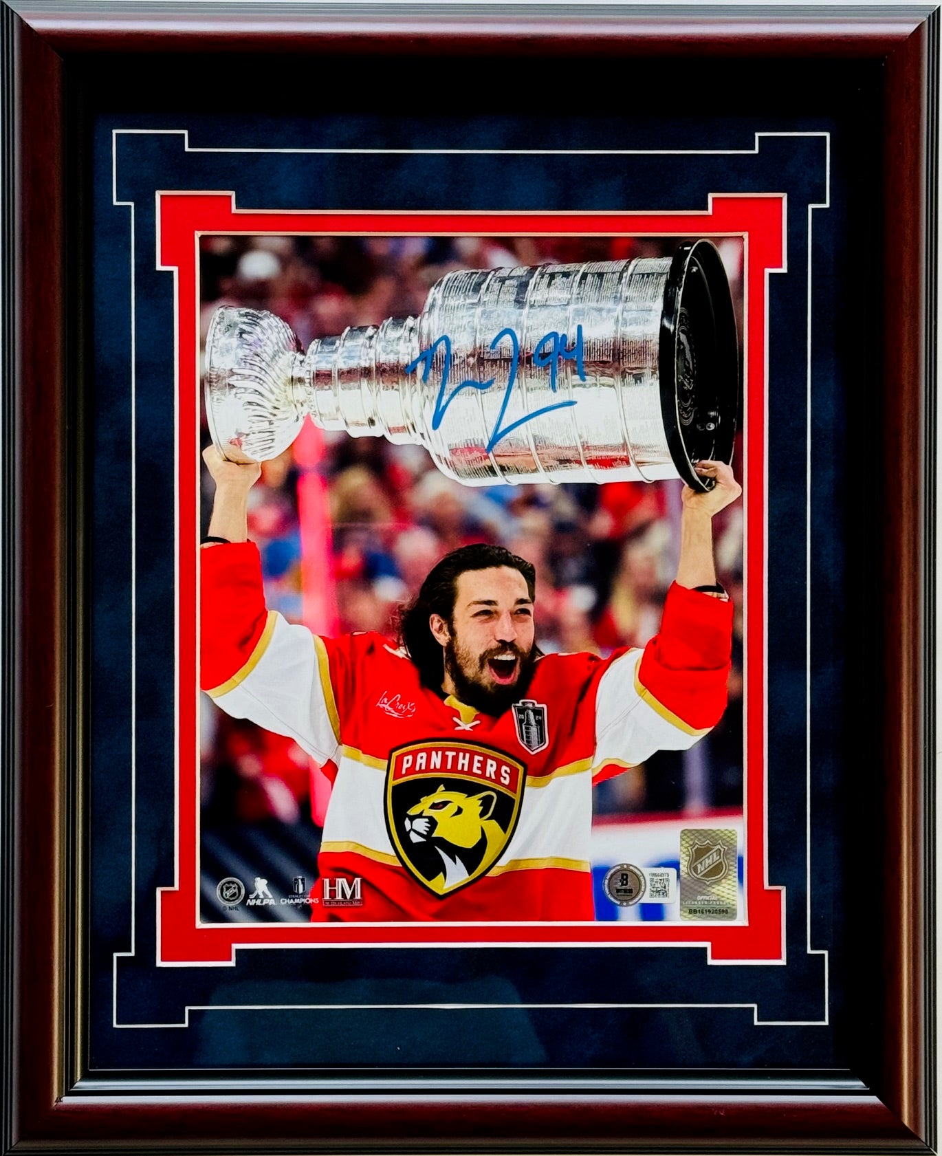 Ryan Lomberg Autographed Panthers 8x10 Framed Photo Raising Stanley Cu ...
