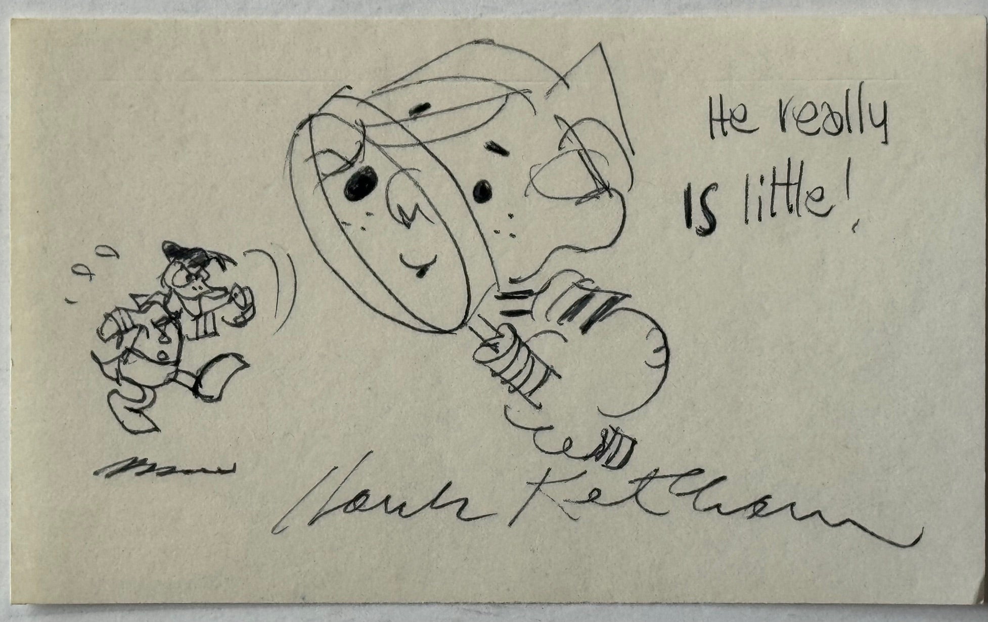 Hank Ketcham signed 3x5 index "Dennis The Menace "signed cartoonist au ...