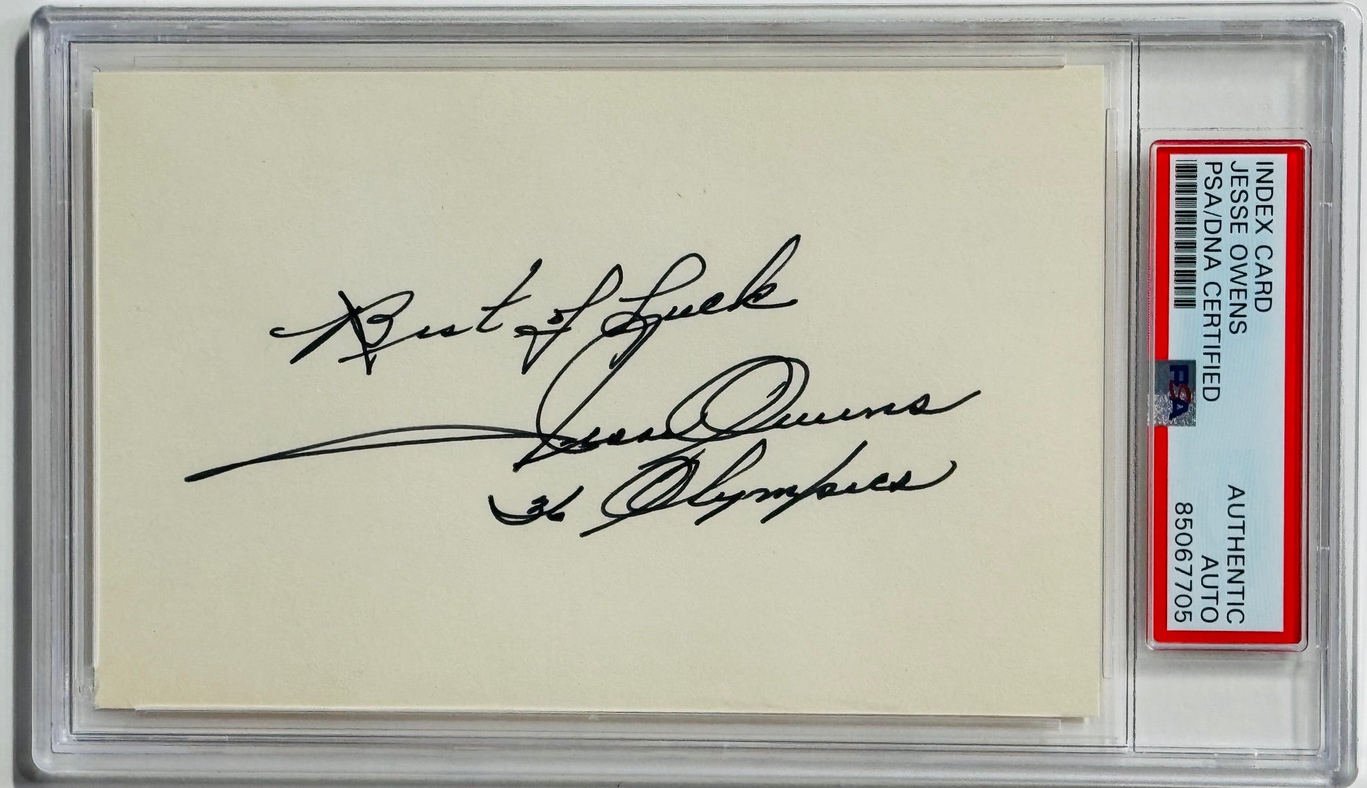 Jesse Owens Autographed 3x5 Index Card (PSA) | Hollywood Collectibles