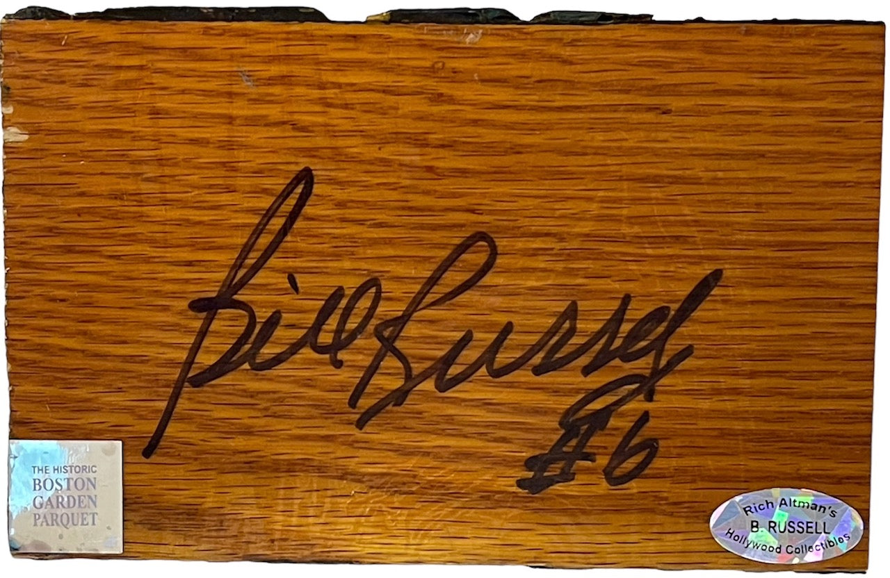 Bill Russell Autographed 6 x 3 1x2 Boston Garden Floor Piece ...