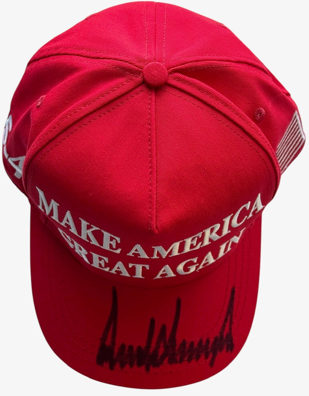 Donald Trump Autographed Red MAGA HAT Full Signature (JSA) | Hollywood ...