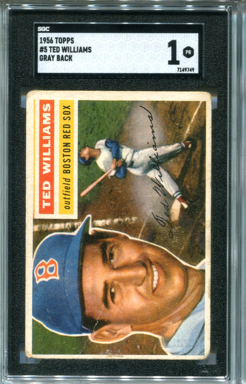 Ted Williams 1956 Topps #5 Gray Back SGC 1 Card | Hollywood Collectibles