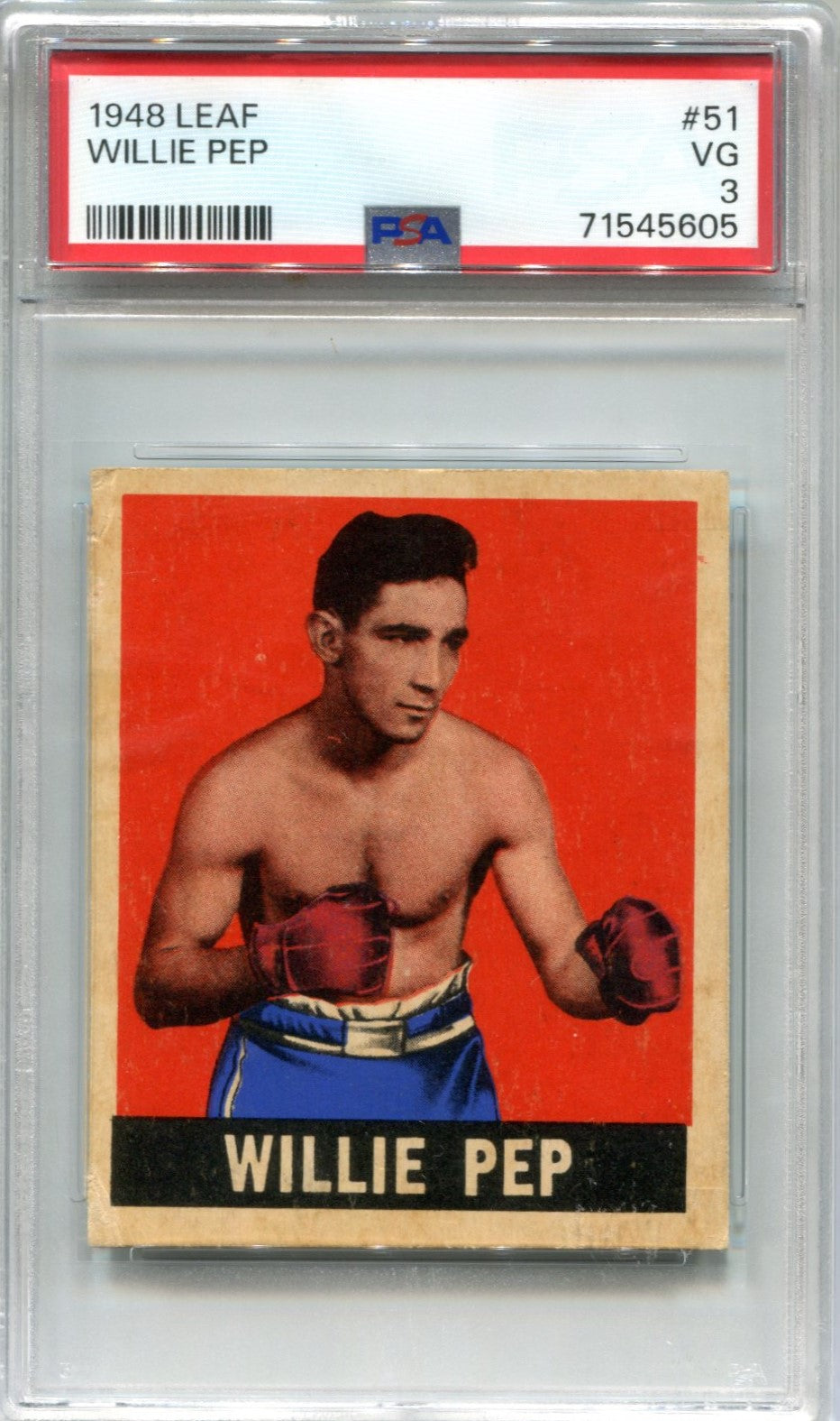 1948 Leaf Willie Pep #51 PSA VG 3 Card | Hollywood Collectibles