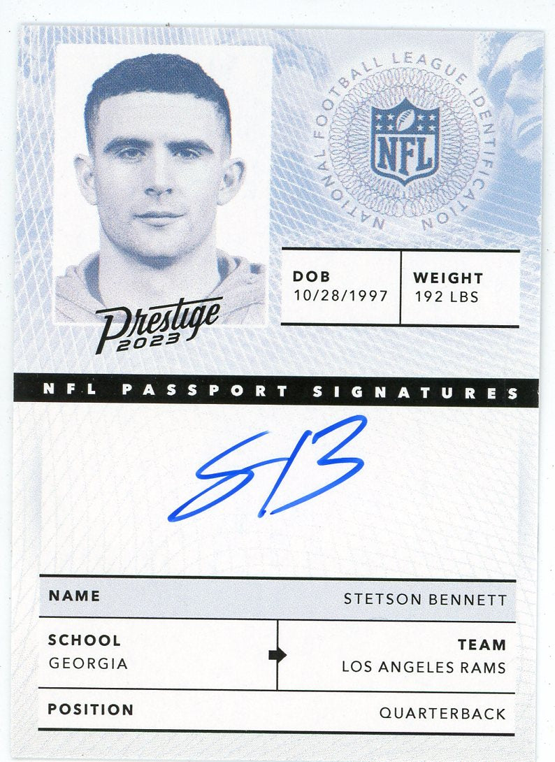 Stetson Bennett 2023 Panini Prestige Autographed Passport Signatures ...