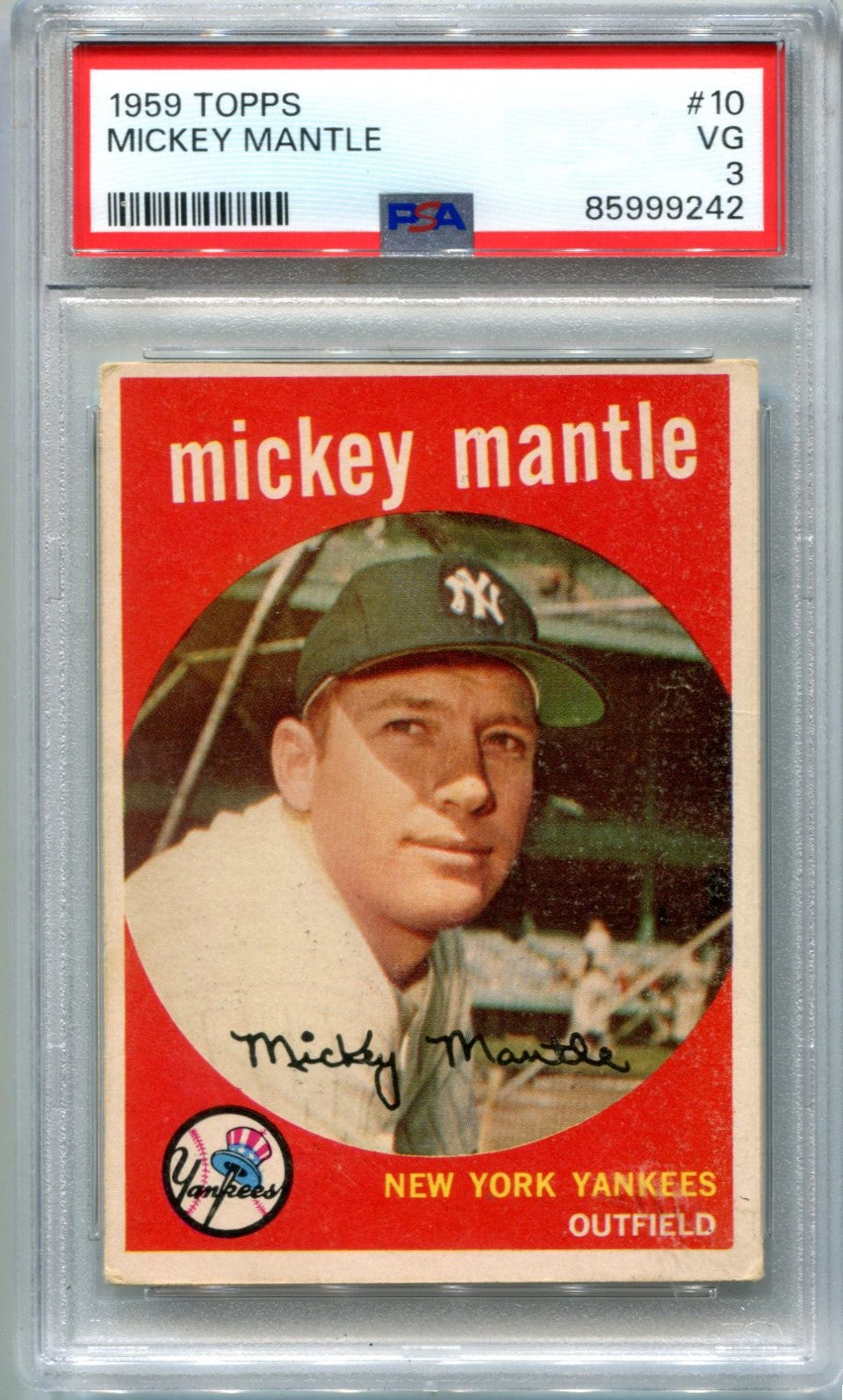 Mickey Mantle 1959 Topps #10 PSA VG 3 | Hollywood Collectibles