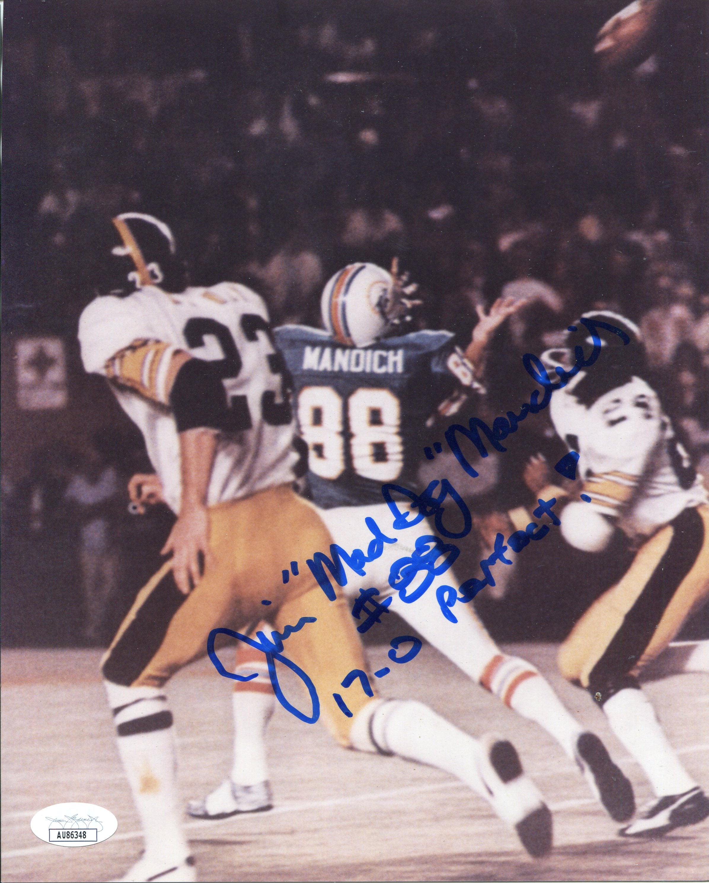 Jim "Mad Dog" Mandich 17-0 Perfect Autographed Miami Dolphins 8x10 Pho ...