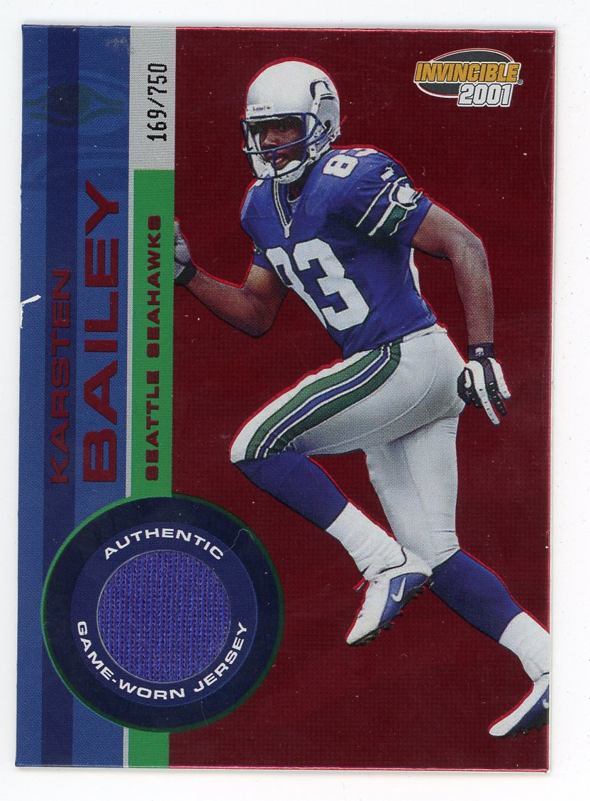 Karsten Bailey 2001 Pacific Invincible #223 (169/750) Game-Worn Jersey ...