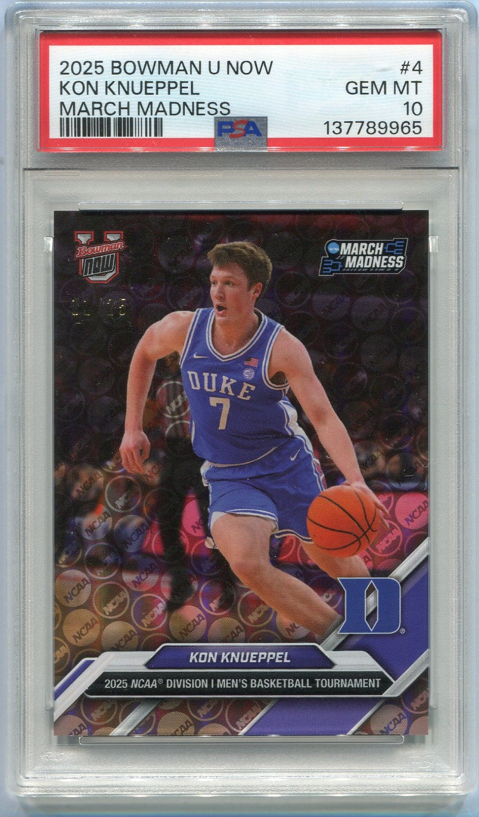 Kon Knueppel 2024 - 2025 Bowman Now U March Madness NCAA Logo Parallel ...