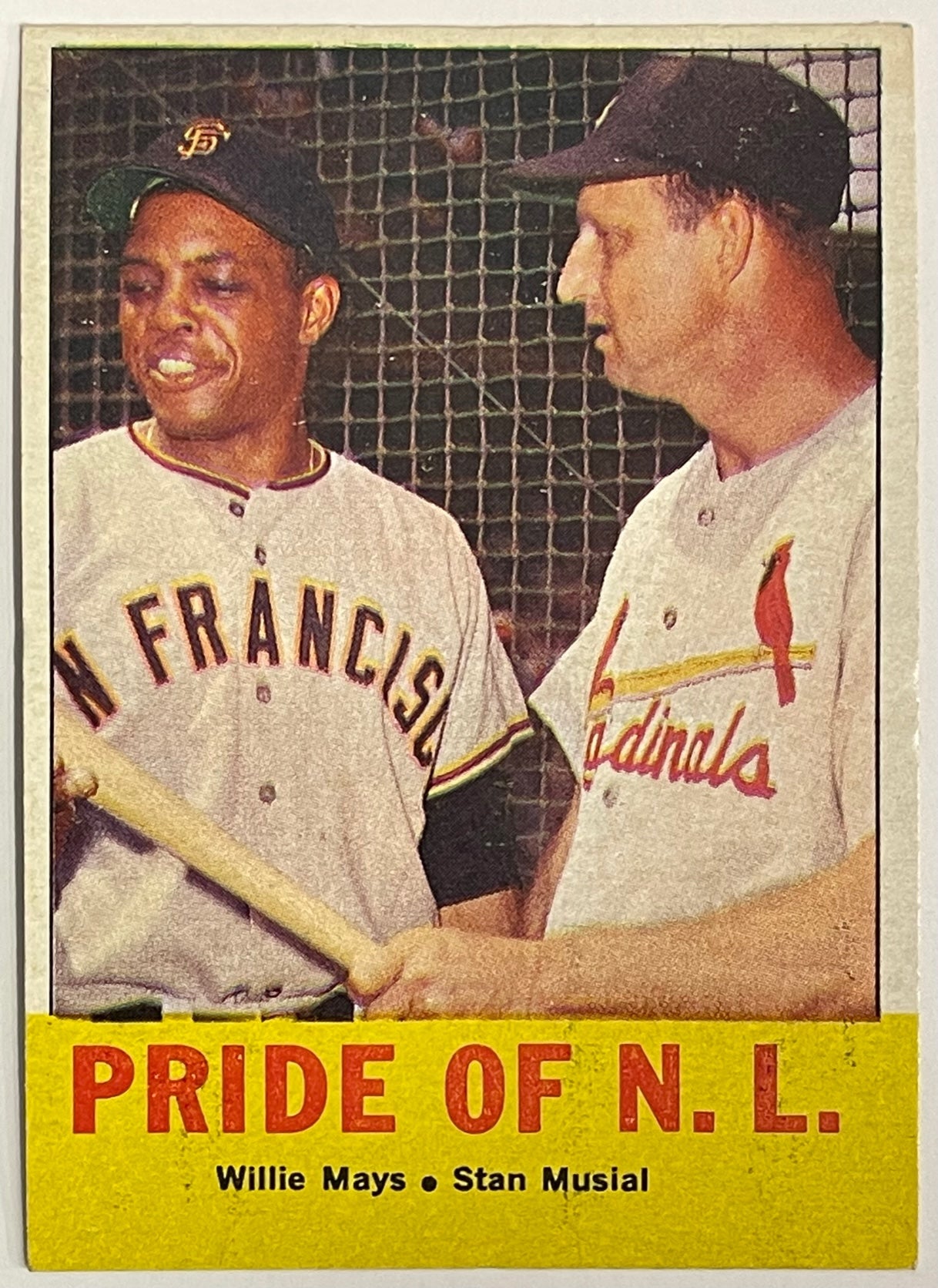 1963 Topps Baseball Card Willie Mays Stan Musial #138 Pride Of NL ...