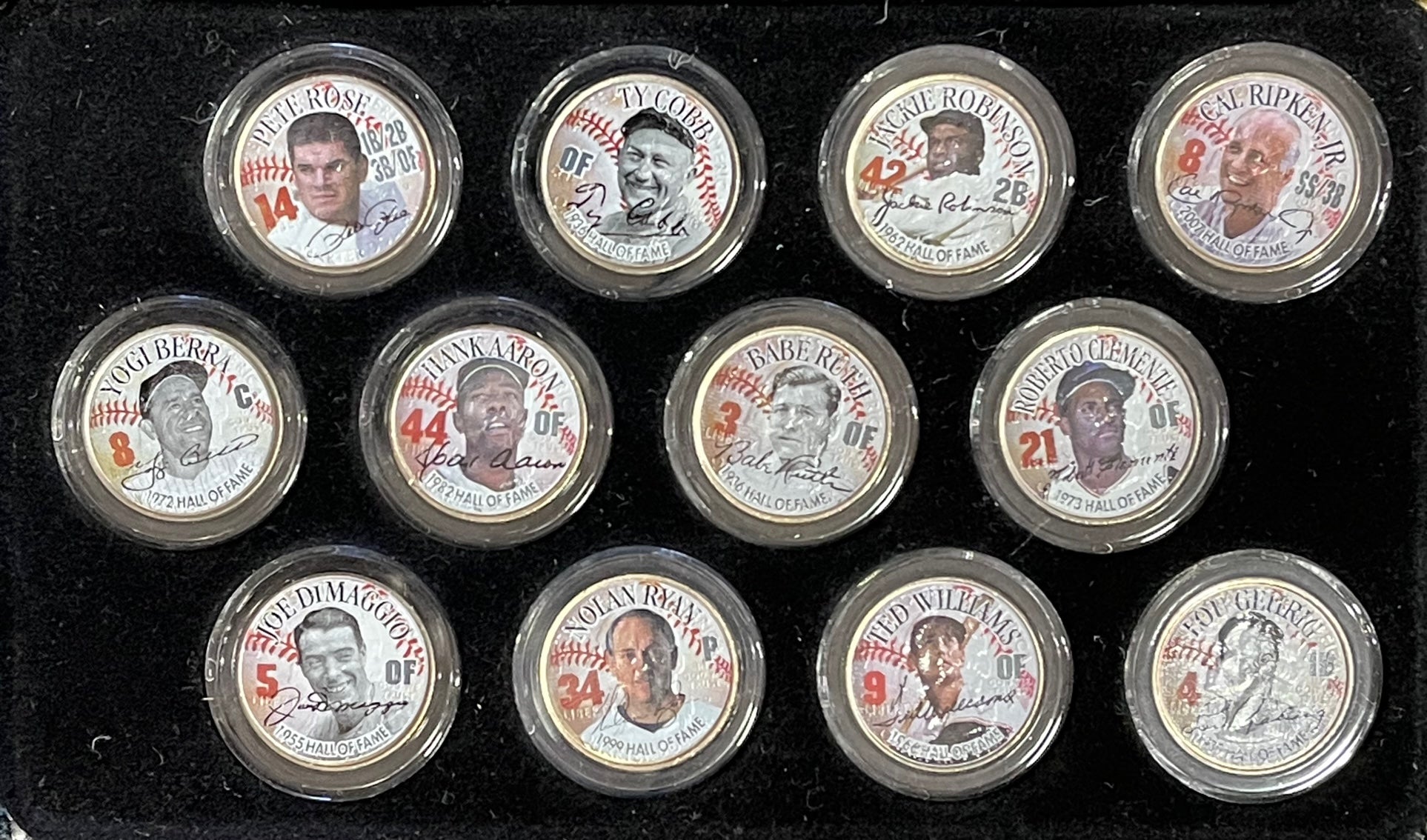 Colorized Baseball Legends U.S. Coins Ruth,Cobb,Gehrig,Clemente & othe ...