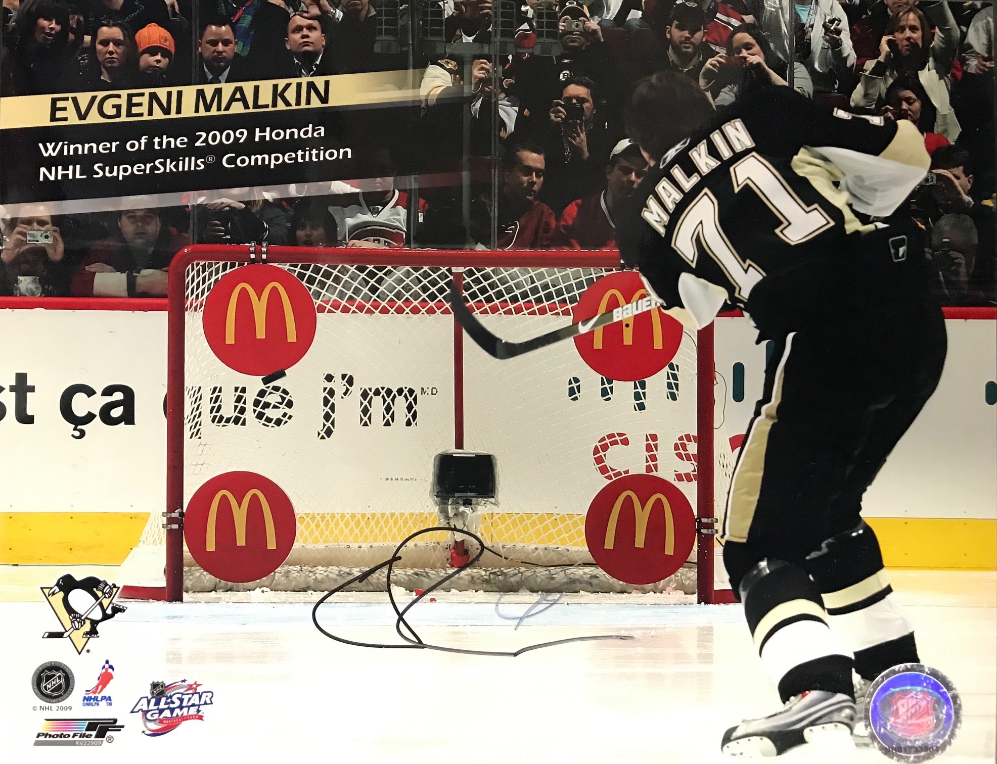 Evgeni Malkin Autographed 2009 All-Star Skills Competition 8x10 Photo ...