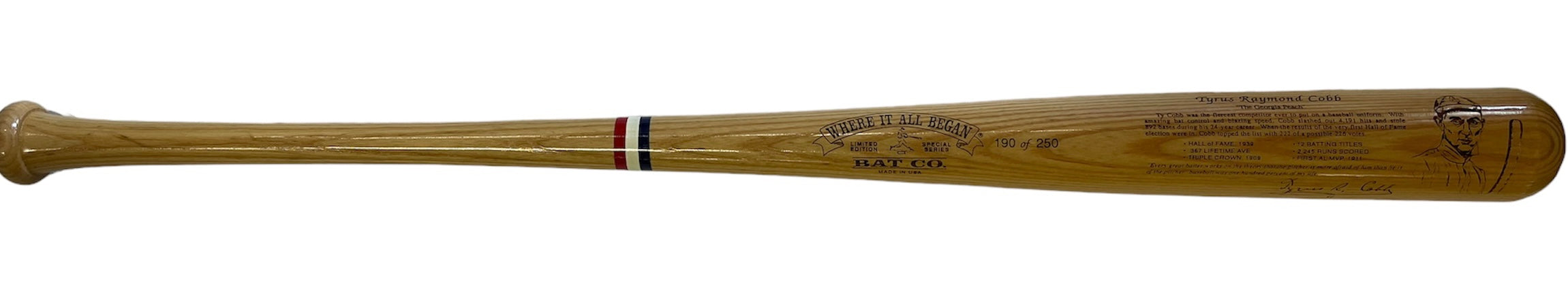 Ty Cobb unsigned Where It All Began Commemorative Bat MLB #190/250 ...