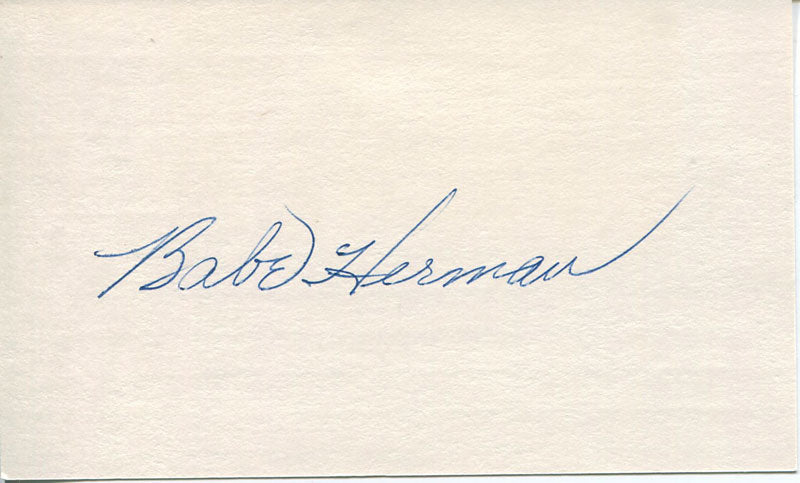 Babe Herman Autographed 3x5 w/Photo | Hollywood Collectibles