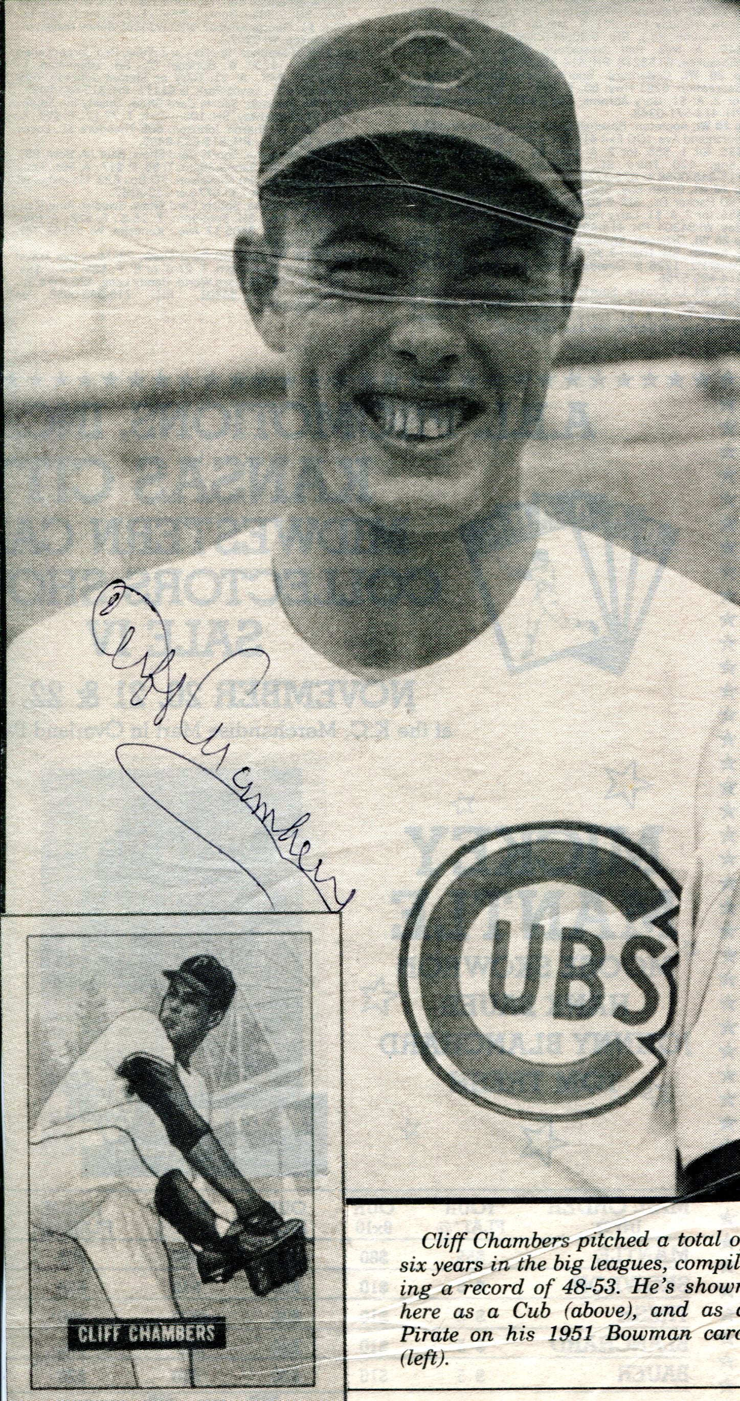 Cliff Chambers Autographed Newspaper Page | Hollywood Collectibles