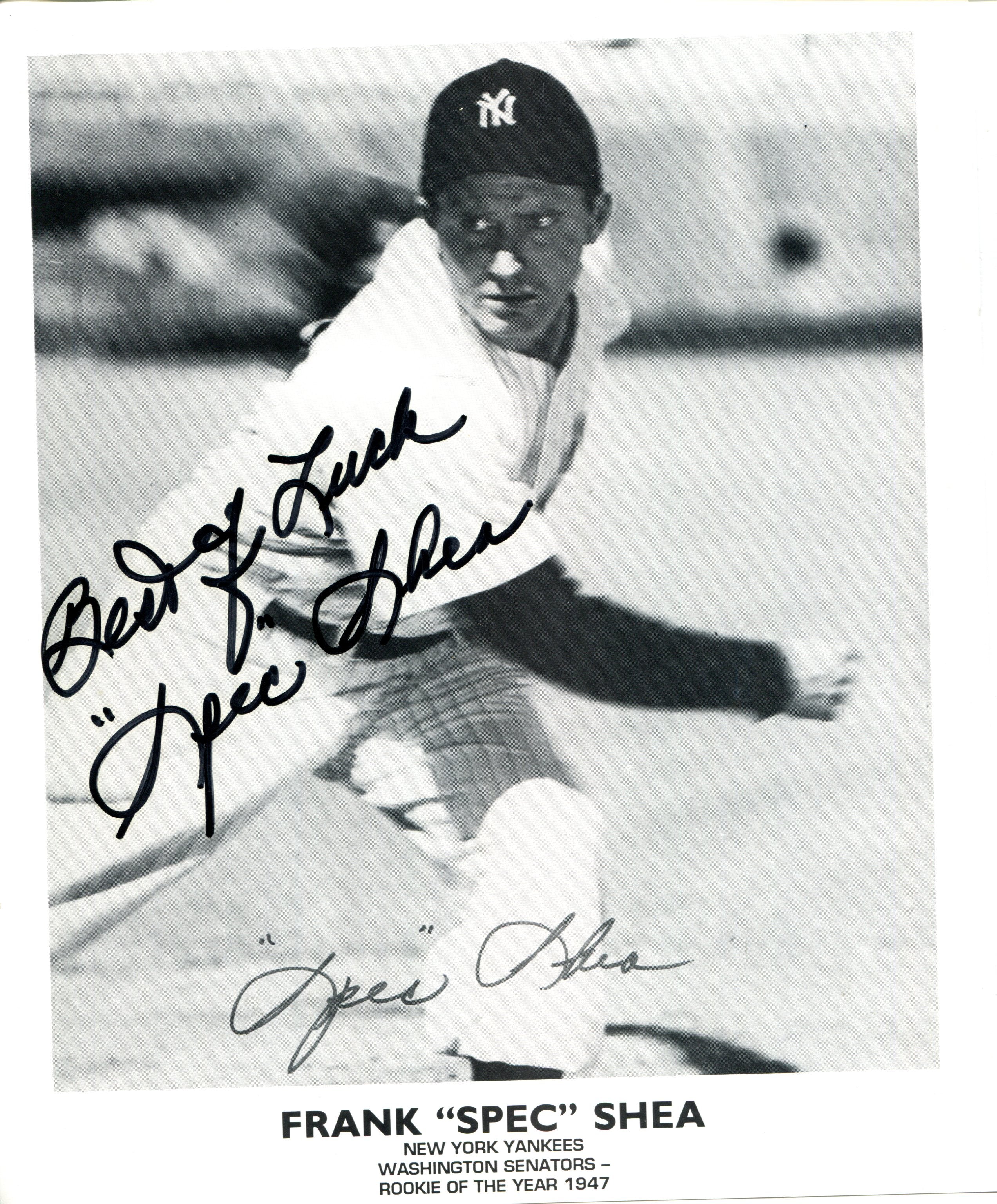 Frank Spec Shea Autographed 8x10 Photo | Hollywood Collectibles