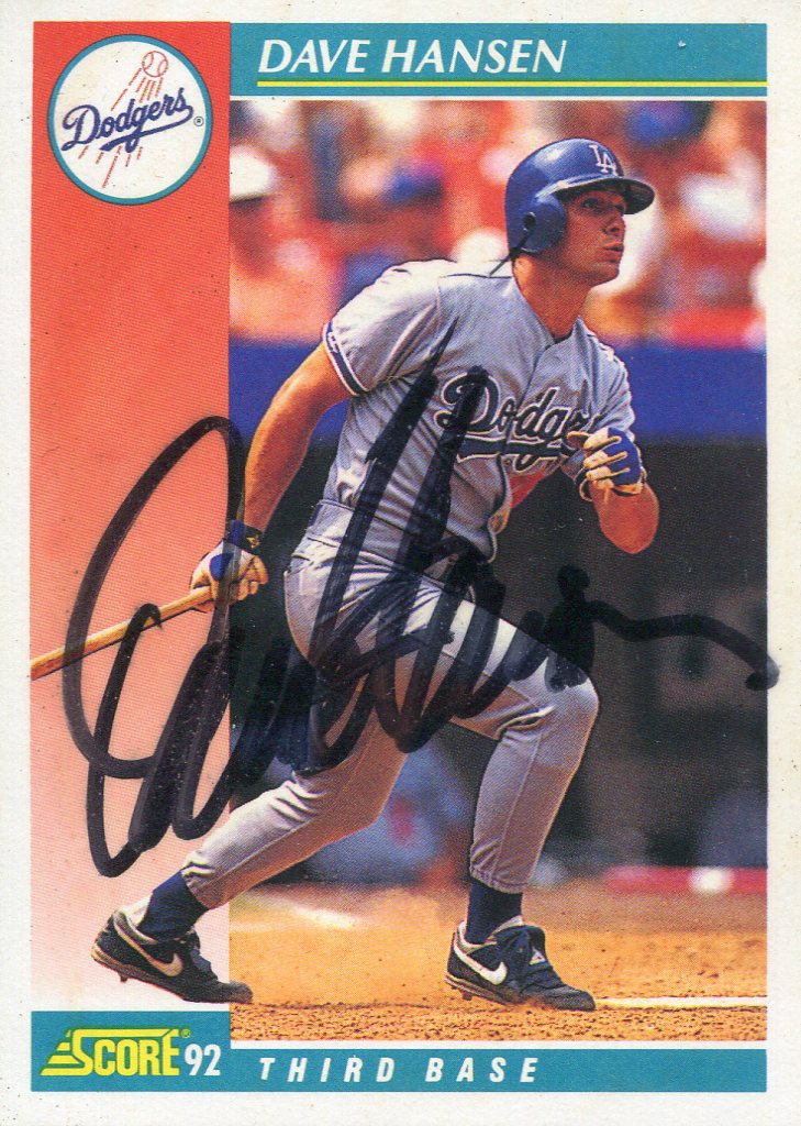 Dave Hansen Autographed 1992 Score Card | Hollywood Collectibles