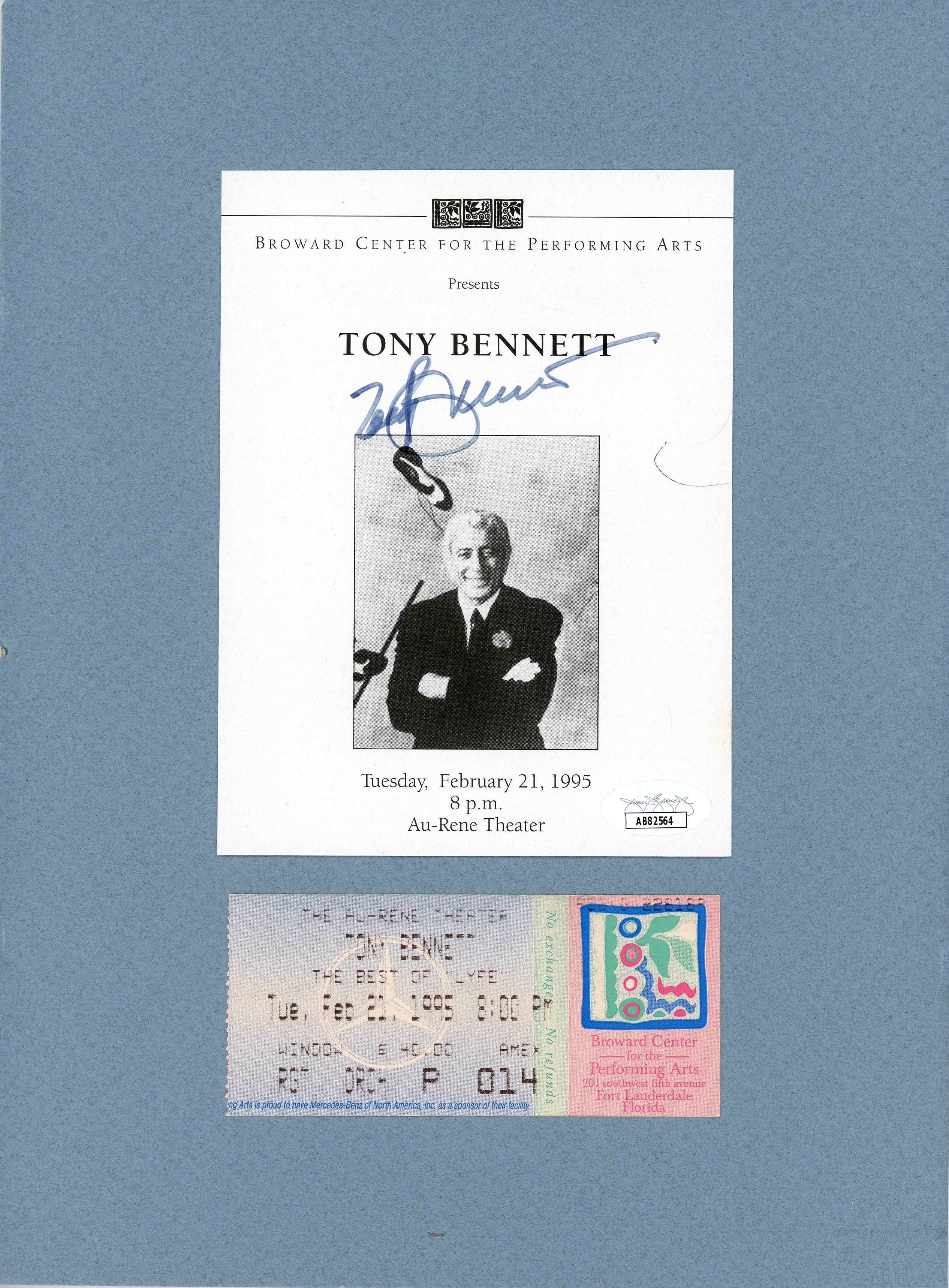 Tony Bennett Autographed Program Page w/ Ticket (JSA) | Hollywood ...