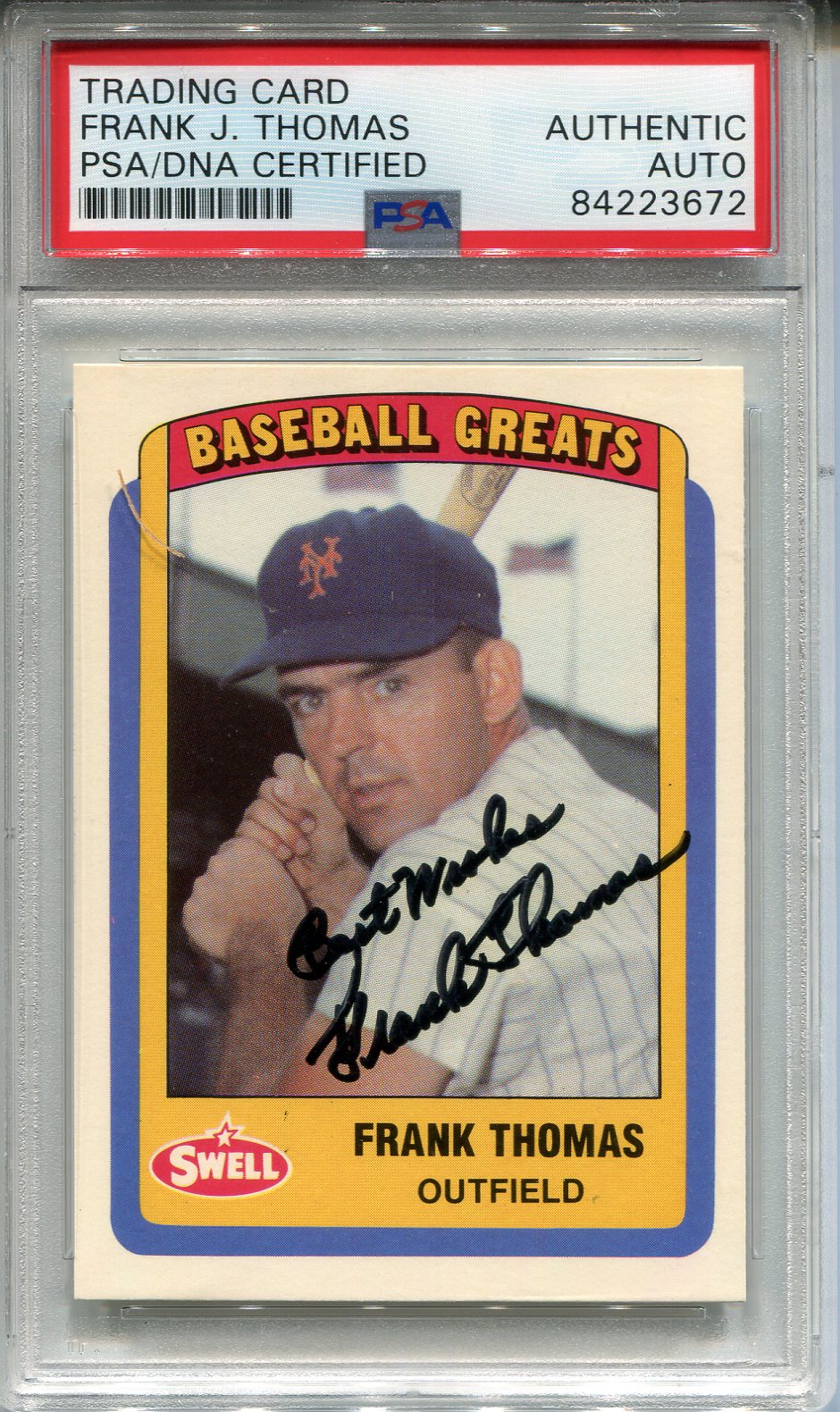 Frank J. Thomas Autographed 1990 Swell Baseball Greats Card (PSA ...