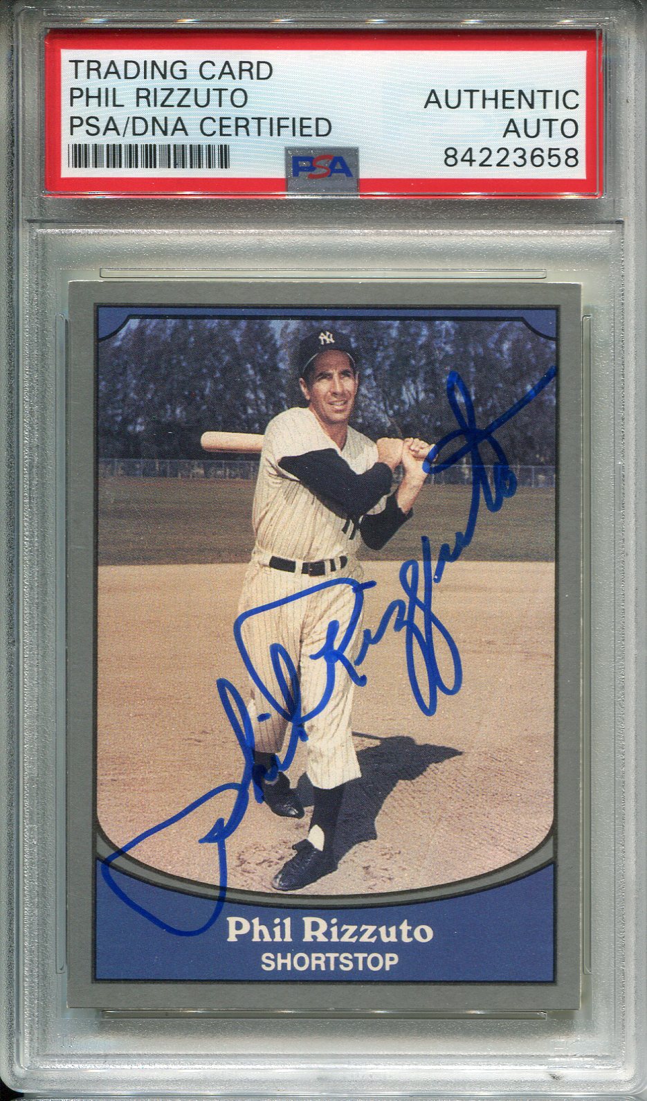 Phil Rizzuto Autographed 1990 Pacific Card (PSA) | Hollywood Collectibles
