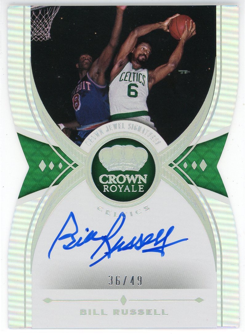 Bill Russell Autographed 2021-22 Panini Crown Royale Crown Jewel Card ...