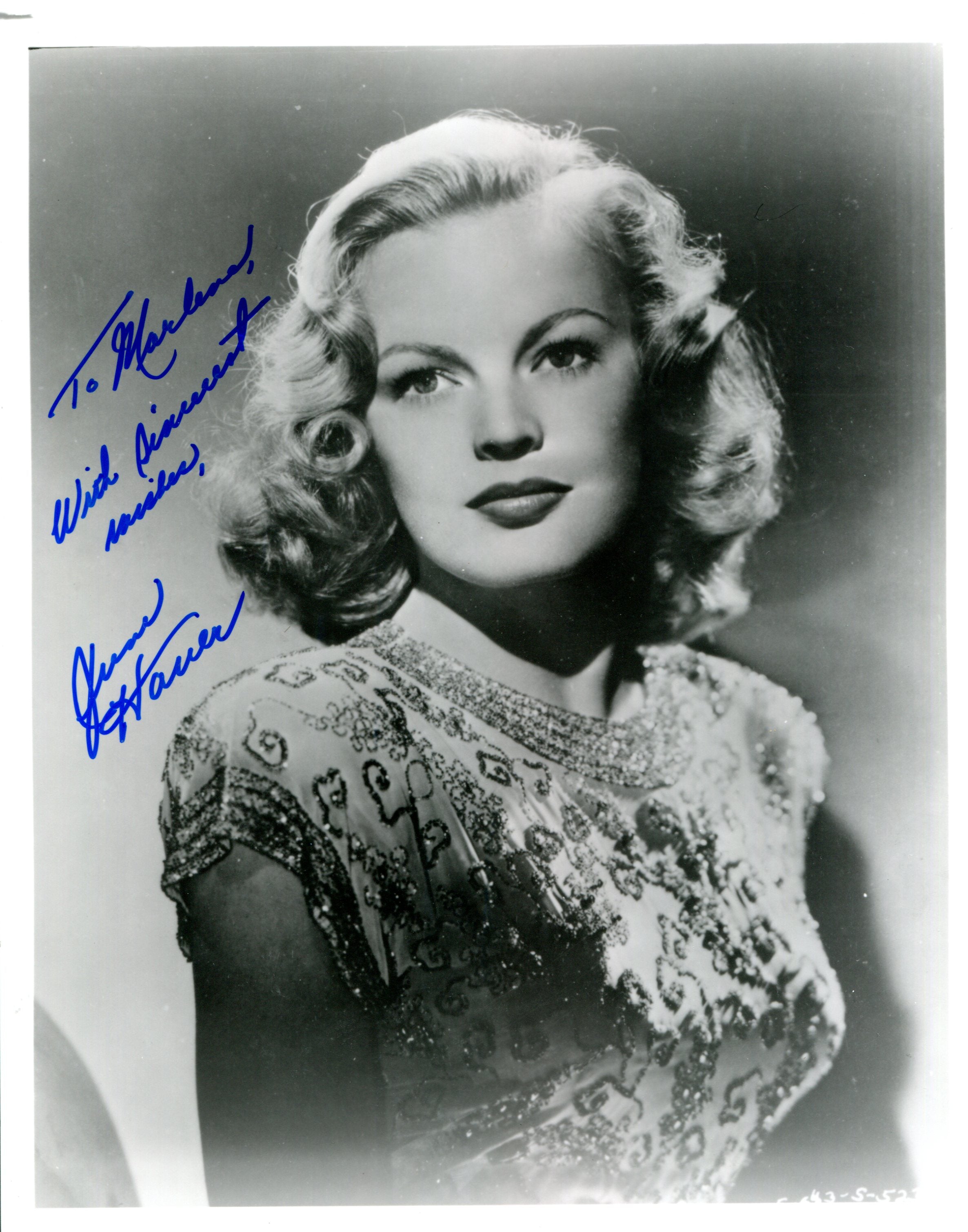 June Haver Autographed 8x10 Photo | Hollywood Collectibles
