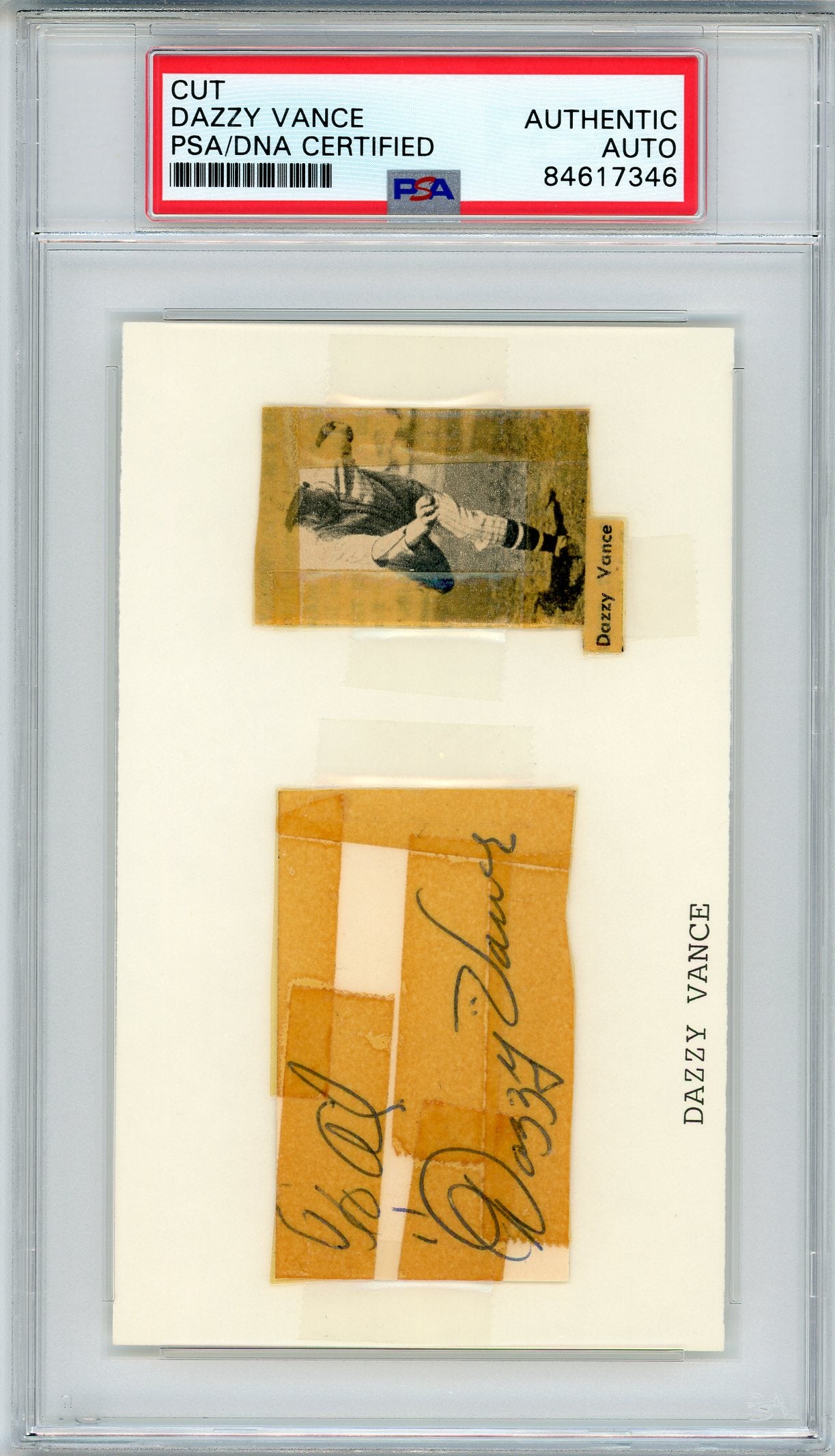 Dazzy Vance Autographed Cut (PSA) | Hollywood Collectibles