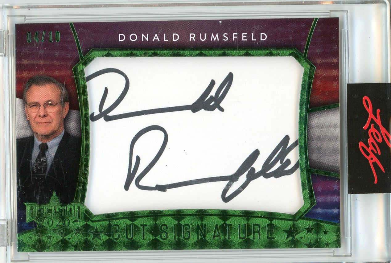 Donald Rumsfeld Autographed 2020 Leaf Decision Cut Encased Card ...