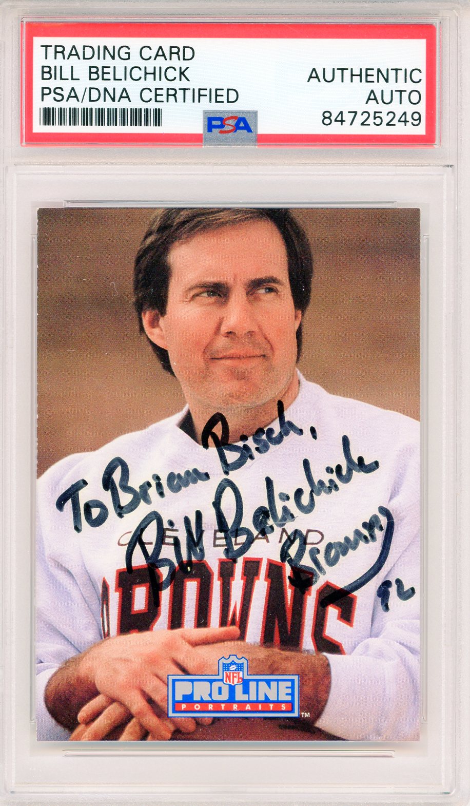 Bill Belichick Autographed 1991 Pro Line Card #115 (PSA Auto ...