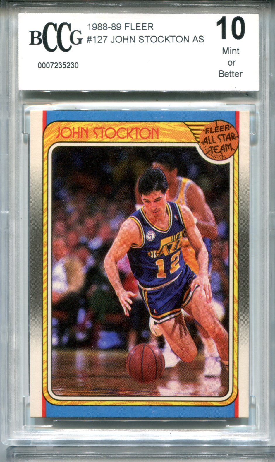 John Stockton 1988-89 Fleer #127 BCCG 10 Mint Card | Hollywood Collectibles