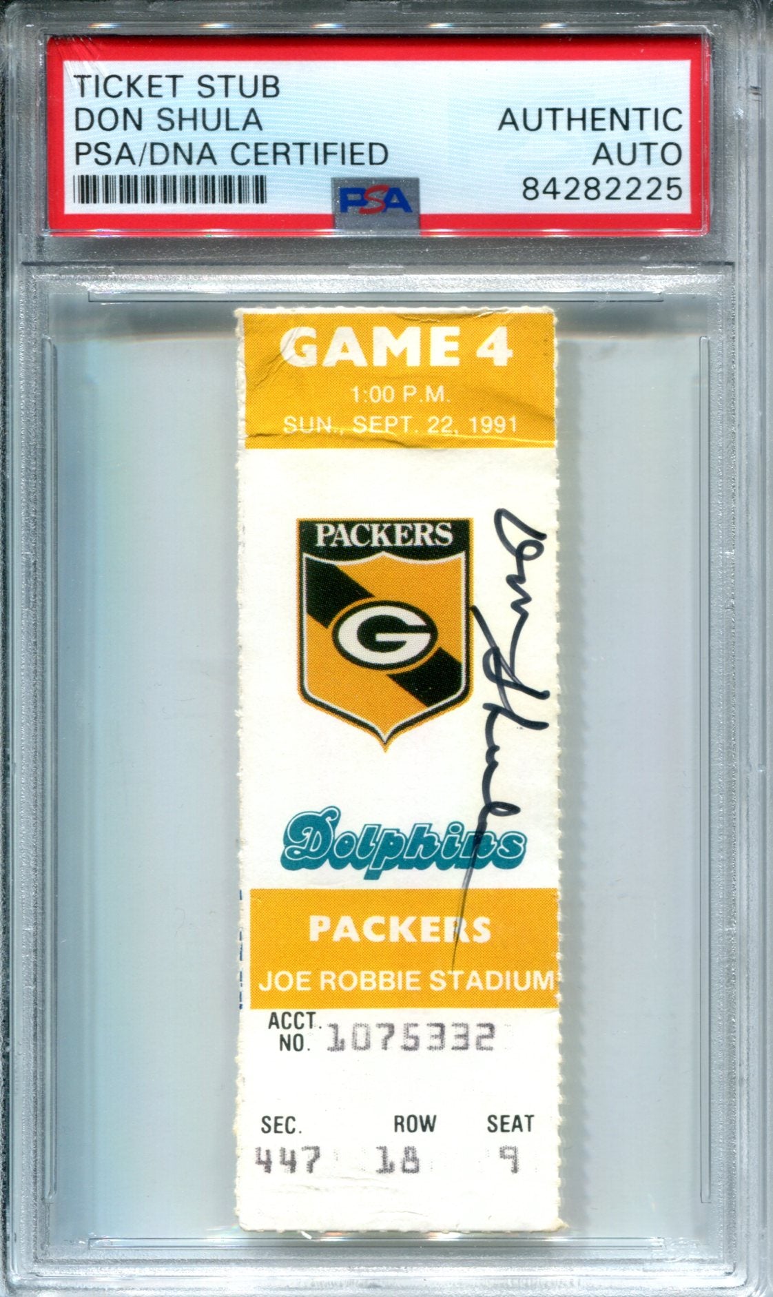Don Shula Autographed 300 Wins Ticket (PSA) | Hollywood Collectibles