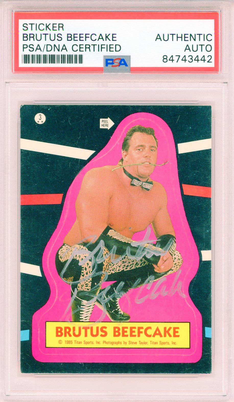Brutus Beefcake Autographed 1985 Titan Sticker Card (PSA Auto ...