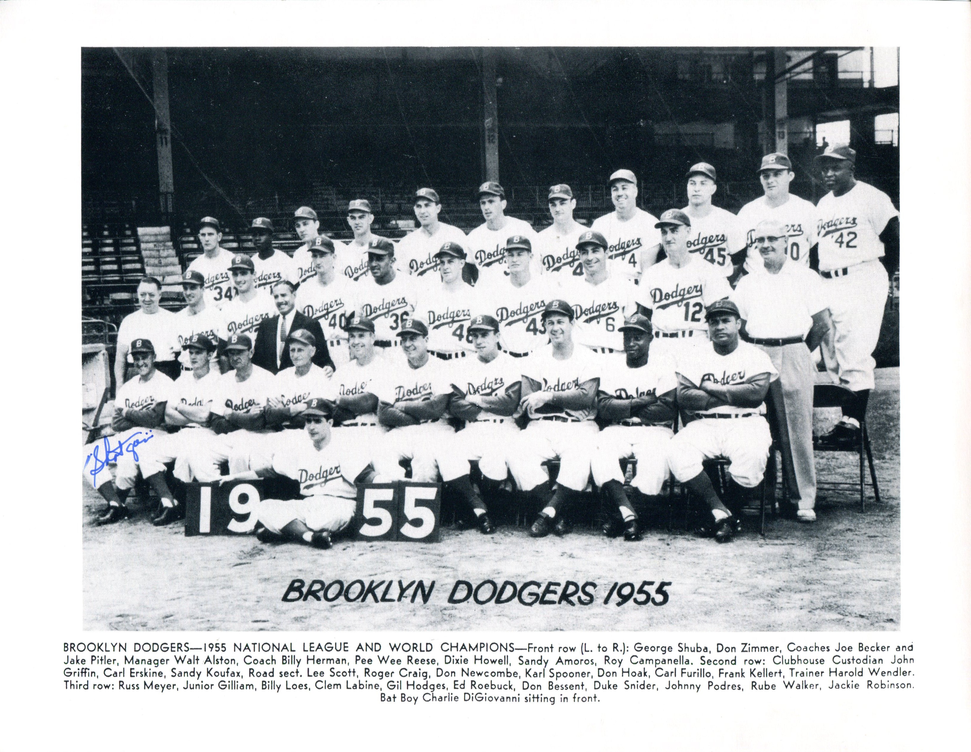 George Shotgun Shuba Autographed 1955 Brooklyn Dodgers 8x10 Photo ...