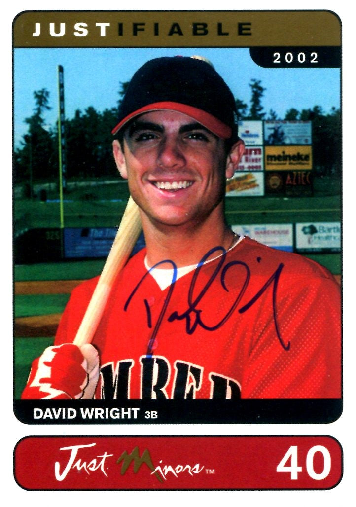 David Wright 2002 Just Memorabilia Autographed Card #208/500 ...