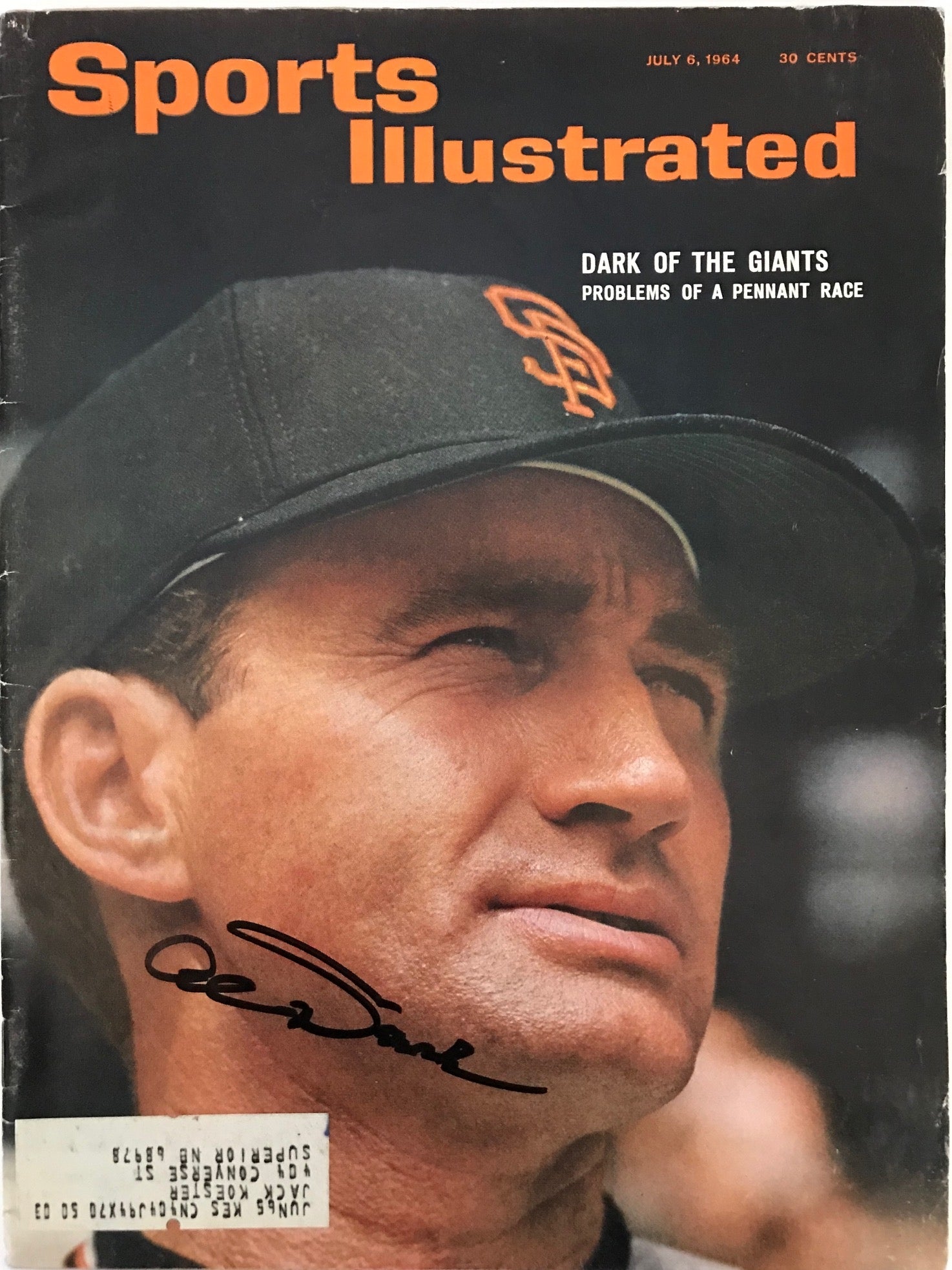 Al Dark Signed Sports Illustrated Magazine - July 6 1964 | Hollywood ...