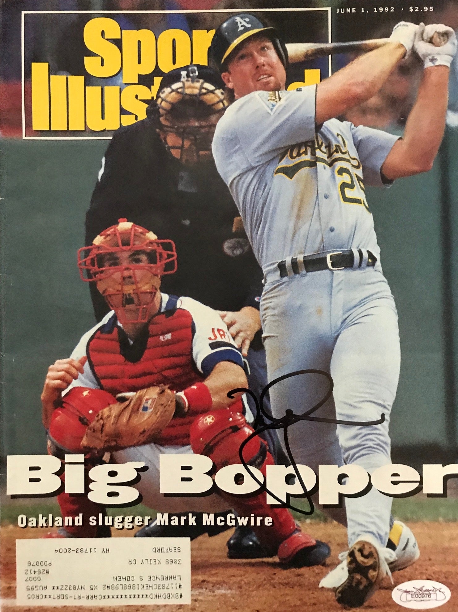 Mark McGwire Signed Sports Illustrated Magazine - June. 1 1992 (JSA ...