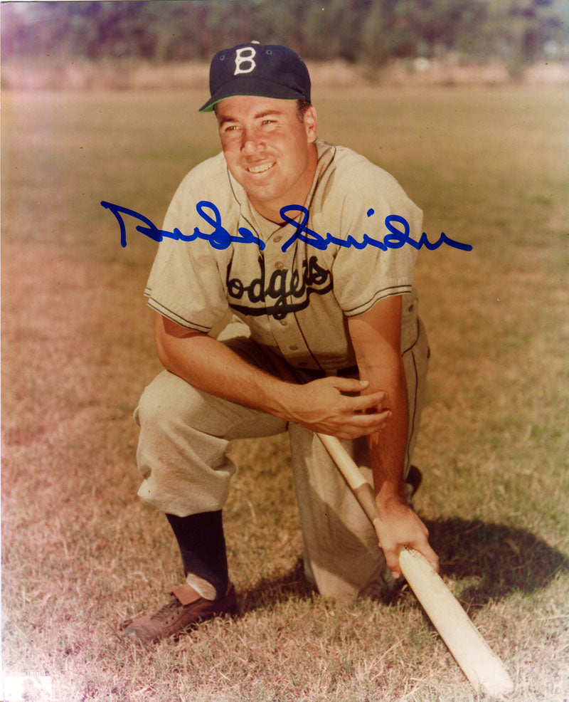 Duke Snider Autographed 8x10 On One Knee Photo | Hollywood Collectibles