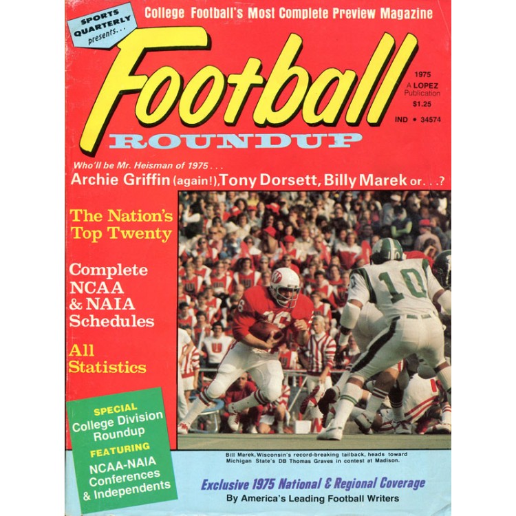 Bill Marek Unsigned 1975 Football Roundup Program | Hollywood Collectibles